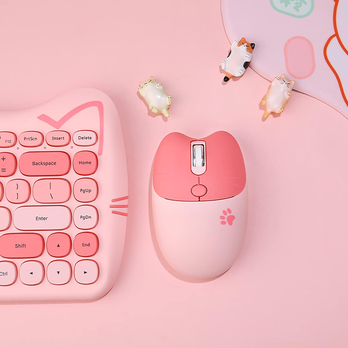 Pink Mouse Cat Design 🐾 USB Wireless 2.4GHz| Pink Gaming