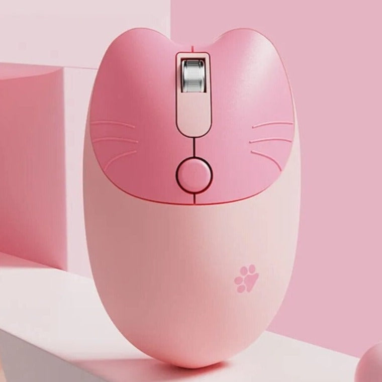 Pink Mouse Cat Design 🐾 USB Wireless 2.4GHz| Pink Gaming