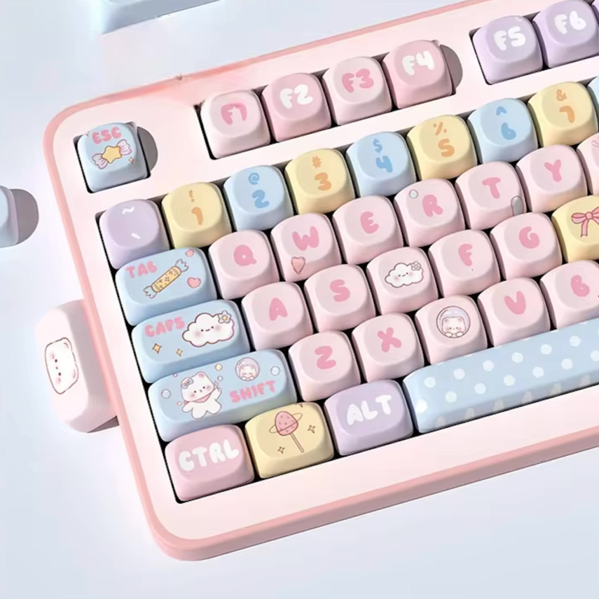Cute Candy Bear MOA Key Cap Sublimation 131 Key Set | Pink Gaming