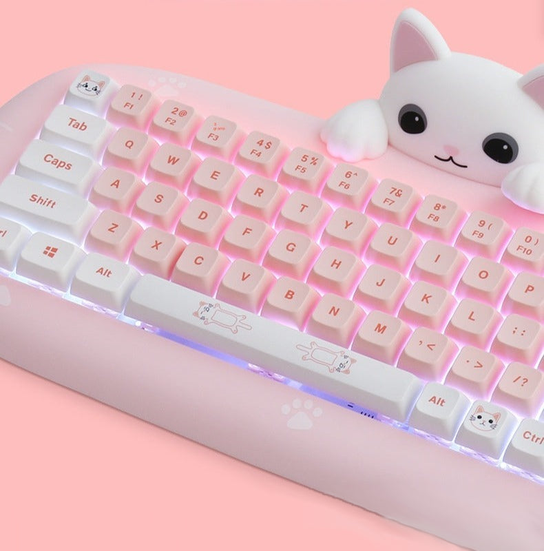 Pink Mechanical Keyboard 🌸 Wireless Keyboard - RGB Backlit | Pink Gaming