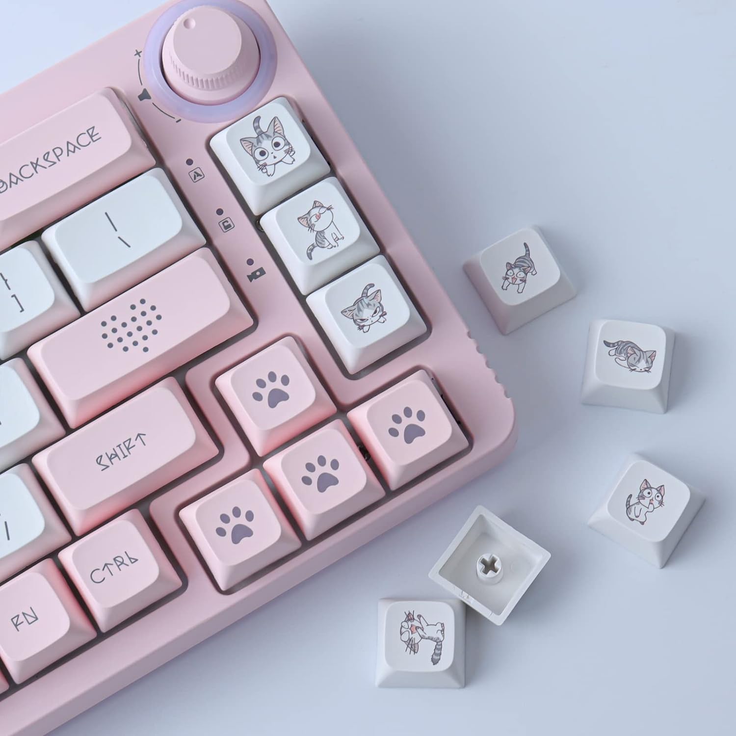 Pink Keycaps - Cute Set of Pink Keycaps 🐾 Pink PBT Keycaps | Pink Gaming